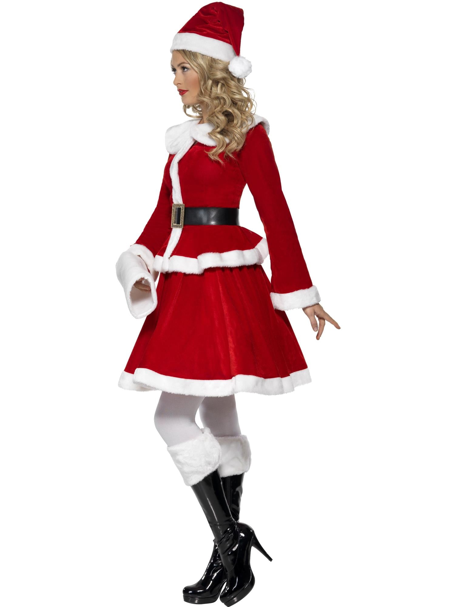 Christmas Miss Santa Costume Dress with Muff